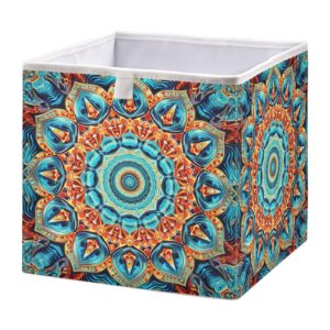 burbuja mandala storage cubes fabric storage bins foldable closet organizer basket with handle, 11x11x11 cube