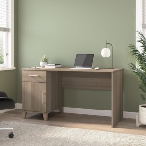 bush furniture somerset 54w office desk with drawer and storage cabinet in ash gray | computer table for home office workspace