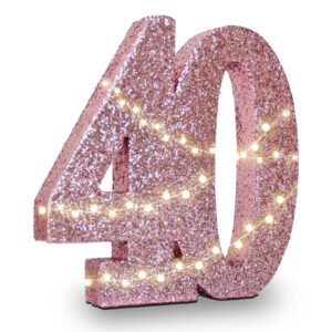 40th birthday decoration rose gold glitter 40th table centerpieces,40th anniversary decoration number 40 table topper decor(rose gold 40th)