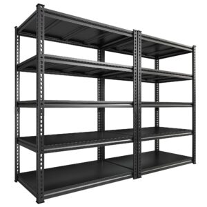 reibii 72" h garage shelving sturdy garage storage shelves heavy duty shelving 5-tier adjustable garage shelves load 2500 lbs metal shelves for storage garage shelf 2 pack, 72" h x36 w x18 d