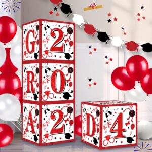 graduation party decorations class of 2024 red and black graduation balloon boxes "grad 2024" letters graduation decorations class of 2024 balloon boxes (red)