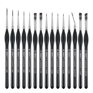 pandafly detail paint brushes set, 15pcs miniature brushes for fine detailing & art painting - acrylic, oil, watercolors & paint by number, models, face, nail, craft, warhammer 40k