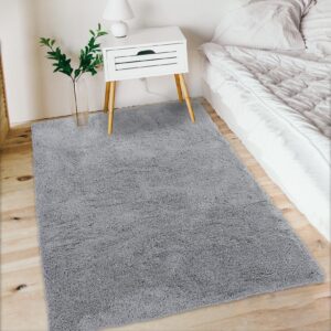 memoryfield ultra soft rug for living room 5x8 solid shaggy area rug furry rug for kids room plush bedroom area rug shag rug nursery fluffy rug, 5' x 8' grey