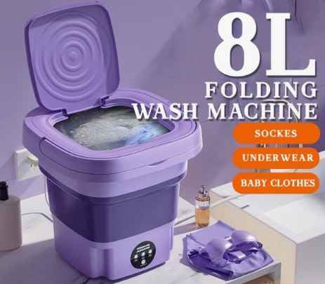 8L Portable Washing Machine For Small Loads, Foldable Mini Washing Machine For Underwear, Bra, Socks, Baby Clothes, towels, or Small Items, Camping, Travel and Home Use