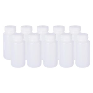 patikil 25 pcs 250ml reagent bottles, hdpe wide mouth round bottles with screw cap for lab water reagent liquids solid sample storage seal, translucent white