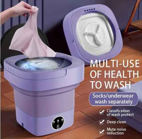 8L Portable Washing Machine For Small Loads, Foldable Mini Washing Machine For Underwear, Bra, Socks, Baby Clothes, towels, or Small Items, Camping, Travel and Home Use