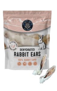 dehydrated rabbit ears for dogs & cats - furry rabbit ear dog treats - usa sourced whole rabbit ears with fur for dogs - rawhide alternative - 100% single ingredient furry rabbit ears (6 count)