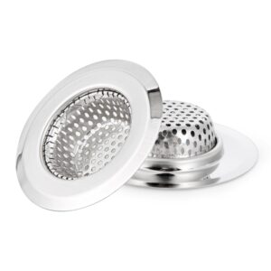 cornerjoy 2pcs bathtub drain strainer cover - 2.84 inch stainless steel shower drain hair catcher