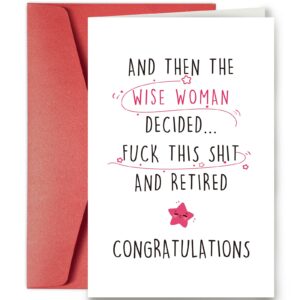 supershunhu funny retirement card for women, colleague leaving work card, retiring card gift for coworker, humor happy retirement card, the wise women retired congratulation card