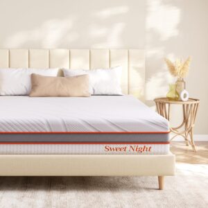 sweetnight full size mattress, 10 inch gel memory foam mattress in a box, flippable mattress with two firmness preference, motion isolation