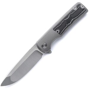 ameight knives kermu flipper folding knife,3.5" hand hollow ground rubbed satin m390 blade titanium handle with silver carbon fiber inlay,camping hiking pocket knife am8-008sr