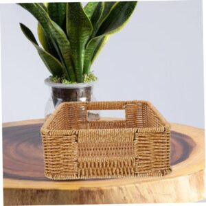 Imitation Rattan Desktop Storage Basket Rectangle Finishing Basket Plastic Rattan