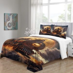 EVMILA Steam Train 3D Print Steampunk Comforter Covers Duvet Cover for Boys Girls Quilt Cover Soft Microfiber with Zipper Closure with Pillow Cases Bedding Set 3 Pieces Twin（173x218cm）, Style