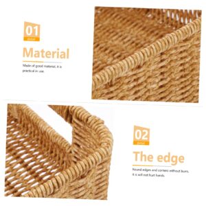 Imitation Rattan Desktop Storage Basket Rectangle Finishing Basket Plastic Rattan