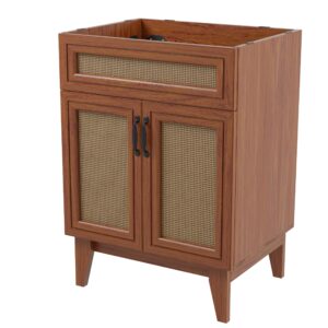 jonathan y van1009b javer 24 in. w x 18 in. d x 33 in. h rattan modern farmhouse 2-shelf bath vanity cabinet only (sink basin not included), walnut