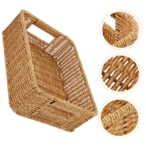 Imitation Rattan Desktop Storage Basket Rectangle Finishing Basket Plastic Rattan