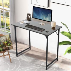 computer desk, 32 inch home office desk with metal frame, modern simple style small computer desk pc table for home office study, computer writing desk office desk work study table for small space