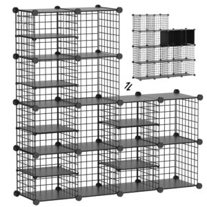 kiivoena wire cube storage organizer, 12 cubes converted into 14 cubes, sturdy metal grids storage shelf closet shelving units and storage, shelves for bedroom livingroom office