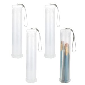 Luejnbogty 4 Pack Extendable Plastic Paint Brush Case Clear Long Paint Brush Holder Tube Storage Pencil Container