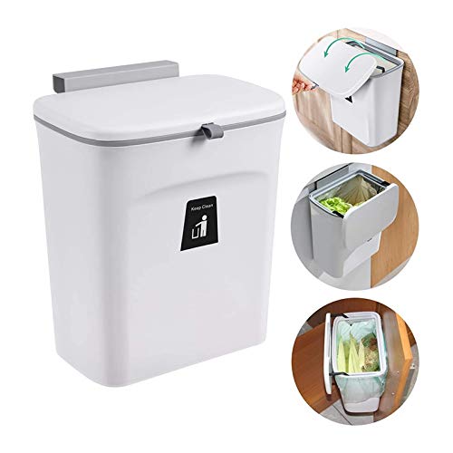 Luejnbogty Kitchen Compost Bin for Counter Top or, Hanging Small Trash Can with Lid,Mountable Indoor Compost Bucket(C)