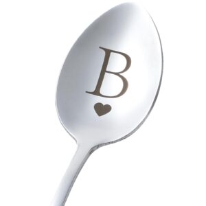 calltoge personalized initial gifts for women men letter b stainless steel coffee spoon birthday wedding bridesmaid proposal anniversary graduation friendship present monogrammed gift (b)