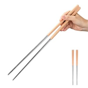 jmmby advanced stainless steel extra long cooking chopsticks,chopsticks for hotpot,15.7 inch,heat insulation and anti scalding, reusable chopsticks,kitchen chopsticks (2 pairs)