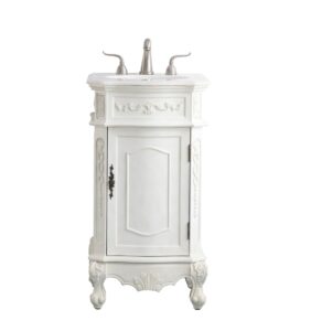 elegant lighting 19 inch single bathroom vanity in antique white with ivory white engineered marble