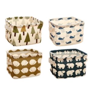 kamuavni fabric basket mini storage basket 4 pack small canvas baskets desk storage organizer for keys small baket for organizing 7.9"×6.3"×5.5"- 4 pack