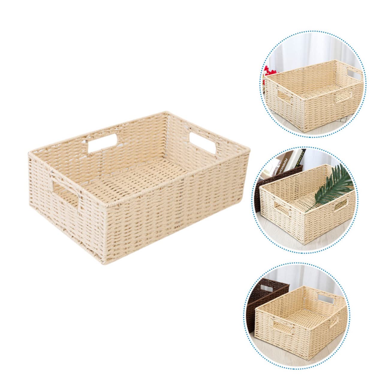 ABOOFAN 1pc Rattan Storage Basket Rustic Basket Woven Basket Makeup Containers Willow Basket Rattan Serving Basket Handmade Basket Home Decor Sundries Basket Storage Rack With Cover Grass