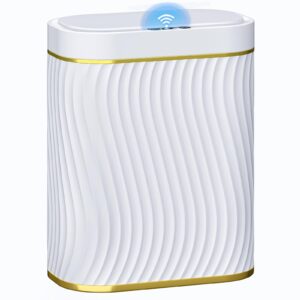 bathroom small trash can with automatic touchless lid, 2.6 gallon smart garbage can narrow waterproof trash bin for bedroom, office, living room