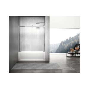 elegant kitchen and bath td222-6060bnk frameless tub door 60 x 60 brushed nickel