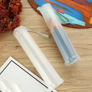 Luejnbogty 4 Pack Extendable Plastic Paint Brush Case Clear Long Paint Brush Holder Tube Storage Pencil Container