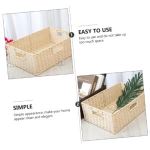 ABOOFAN 1pc Rattan Storage Basket Rustic Basket Woven Basket Makeup Containers Willow Basket Rattan Serving Basket Handmade Basket Home Decor Sundries Basket Storage Rack With Cover Grass