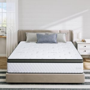 txo full size mattress, 12 inch hybrid mattress with individual pocketed coil springs and high density foam, edge support, motion isolation, pressure relief, plush full mattress in a box