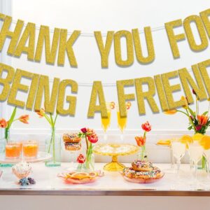 Gold Thank You for Being A Friend Banner,Thank You Banner, Friends Birthday Anniversary Party Supplies