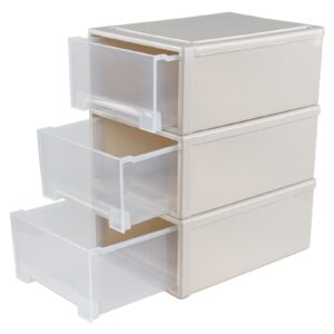 gloreen 18 l plastic storage drawer unit, stacking desktop drawer boxes, 3 pack