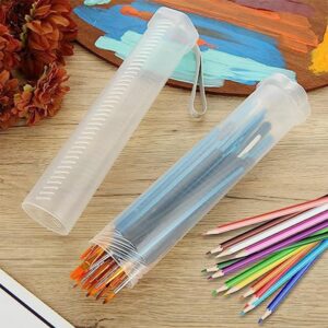 Luejnbogty 4 Pack Extendable Plastic Paint Brush Case Clear Long Paint Brush Holder Tube Storage Pencil Container