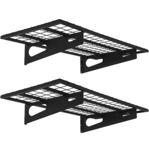 2-pack 1.5x3ft garage shelving 17.7-inch-by-35.8-inch wall shelf garage storage rack wall mounted floating shelves, black