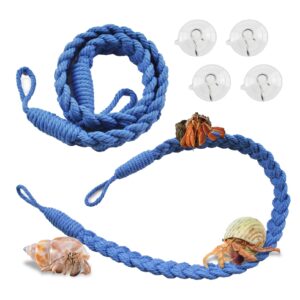 muyg 2pcs hermit crab climbing toys,hermit crab rope ladder decor reptile hanging vines toys hermit crab supplies reptiles habitat tank terrarium accessories for lizard leopard gecko tree frog(blue)