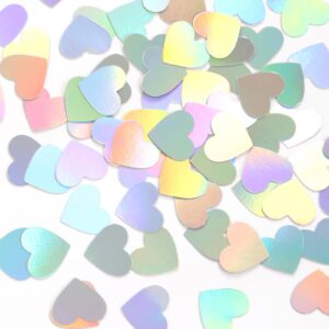 iridescent-disco valentines-day party-decorations heart confetti - 300pcs wedding birthday dining table centerpiece,bachelorette baby bridal shower engagement holographic decor lasting surprise