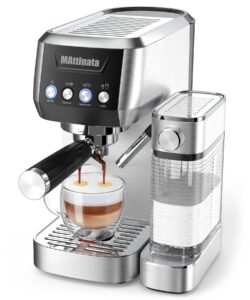 mattinata espresso machine 20 bar, espresso maker with milk frother, cappuccino machine for home with 2.0 long life automatic milk tank, coffee maker present, stainless steel-mattino ultra