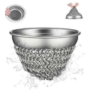 kitchen sink drain strainer, wokdada reversible insert mesh sink strainer, 304 stainless steel sink strainer, clog-free garbage disposal sink catcher strainer, 3.19 inch sturdy metal sink screen