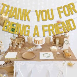 Gold Thank You for Being A Friend Banner,Thank You Banner, Friends Birthday Anniversary Party Supplies