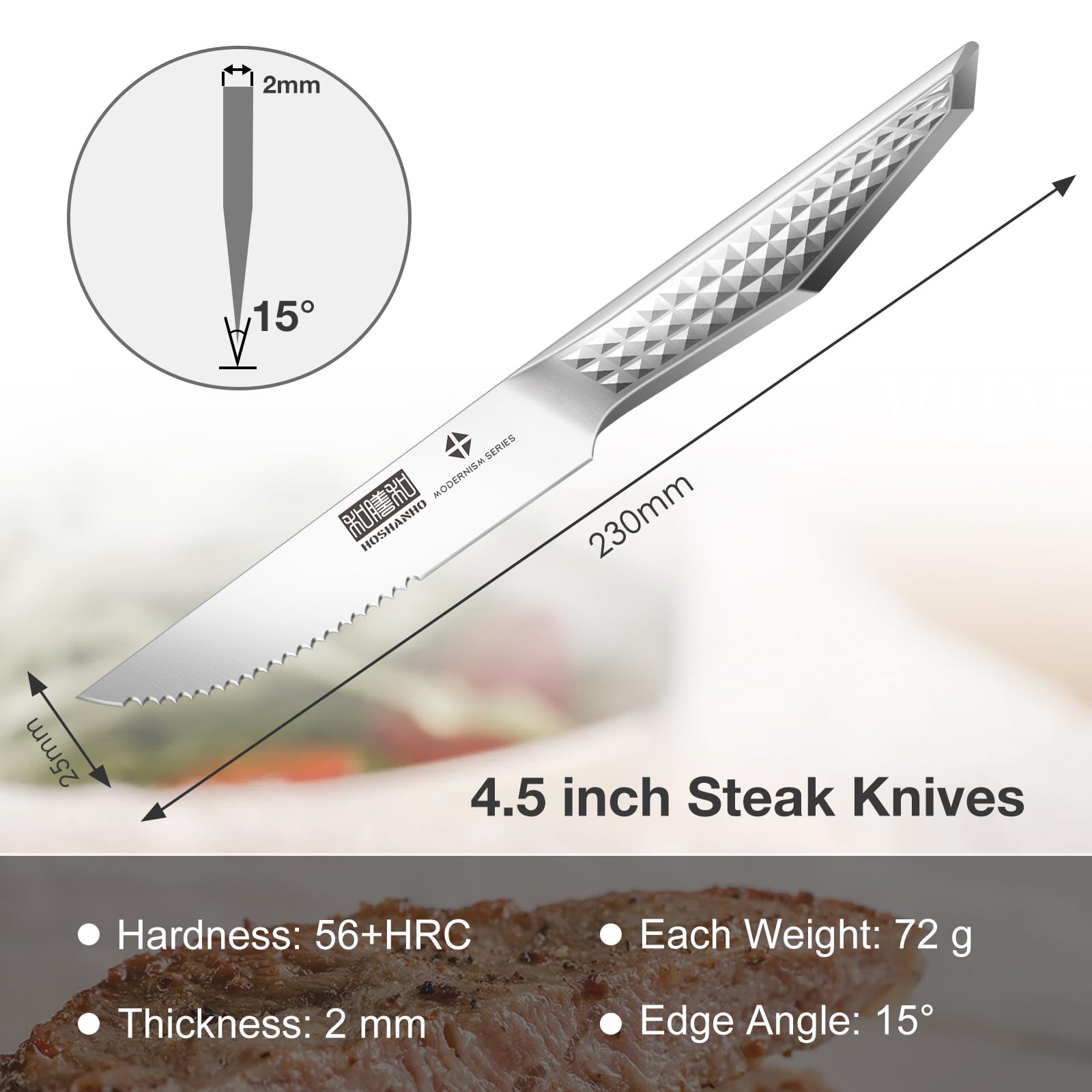 HOSHANHO 8 Pieces Knife Set with Magnetic Knife Holder, Ultra Sharp Stainless Steel Kitchen Knives Set, Professional Chef Knife Sets with Ergonomic Handle