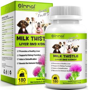 milk thistle for dogs - milk thistle supplement tablets with epa & dha for dogs supports liver health and kidney function, boosts immune system, dog herbal supplement treats - 180 chewable tablets