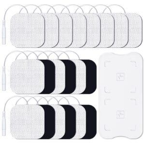 auvon tens unit electrode pads 2"x2" 20 pcs with pads holder & storage bag, reusable latex-free tens pads with upgraded adhesion, non-irritating electrodes compatible with tens 7000, etekcity, nicwell