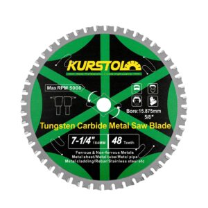 kurstol metal circular saw blade - 7-1/4" tct cutting blade 48t tungsten carbide tipped blade arbor 15.87mm for steel, stainless steel, nickel, titanium, ferrous metals, steel pipe