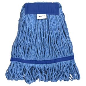 alpine industries cotton mop head - commercial mop head replacement - 32 oz cotton blend, 5" blue loop end (12 pack)