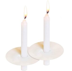 church candles with drip protectors, box of 50 candles, devotional candlelight vigil service taper candles, smokeless,unscented white 5" x 1/2"