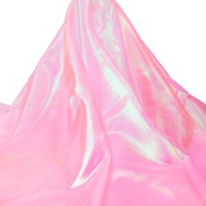 ahandmaker sheer iridescent organza fabric 59 inch wide 11 yards precut silky shiny organza fabrics for shiny photography background, wedding dress, fashion, crafts, diy supplies - pink